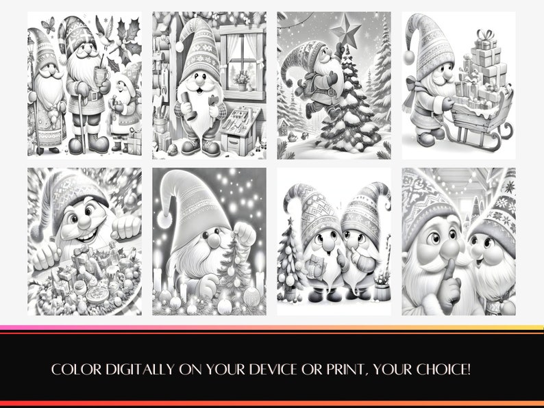 27 Christmas Gnomes Coloring Page Colouring Book Simple Cute Coloring ...