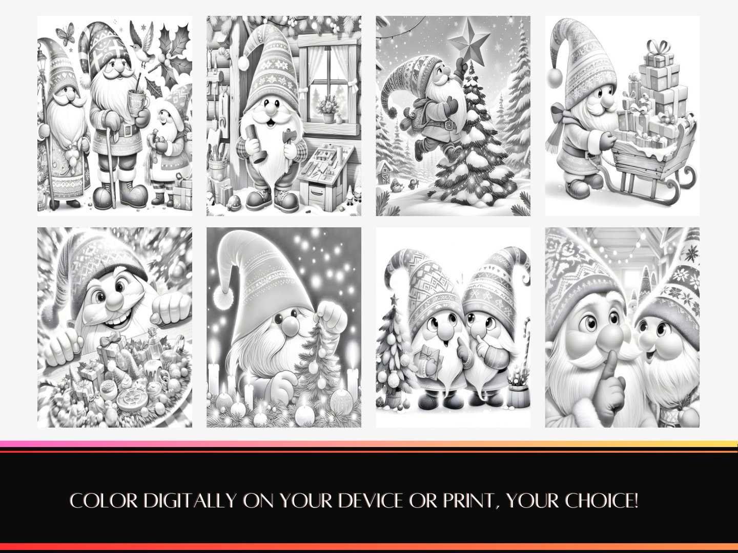 27 Christmas Gnomes Coloring Page Colouring Book Simple Cute Coloring ...