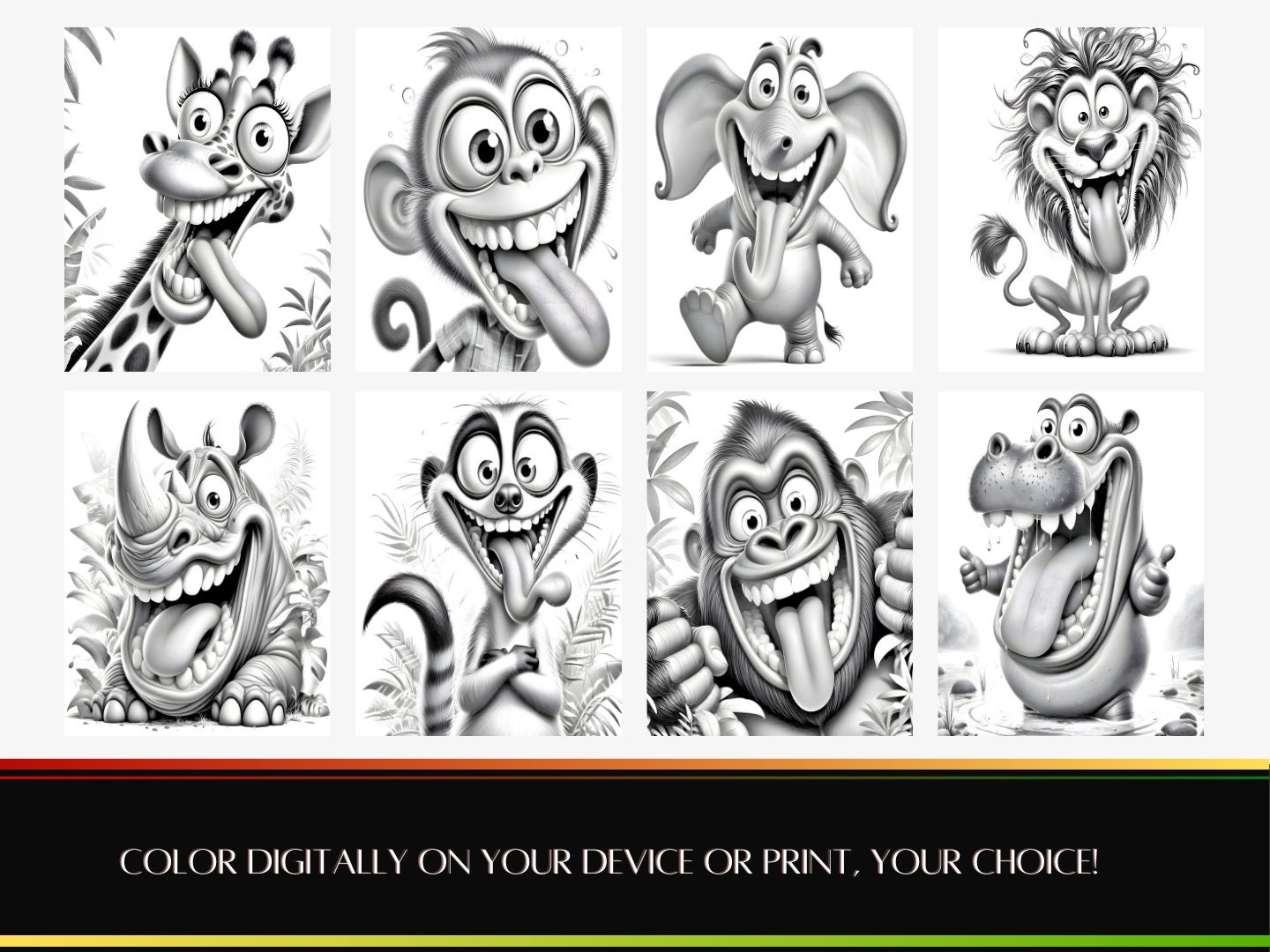37 Wacky Zoo Animals | Adult Coloring Book | Digital Download | PDF ...