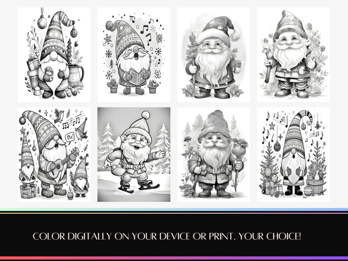 19 Christmas Gnomes Coloring Page Colouring Book Simple - Etsy