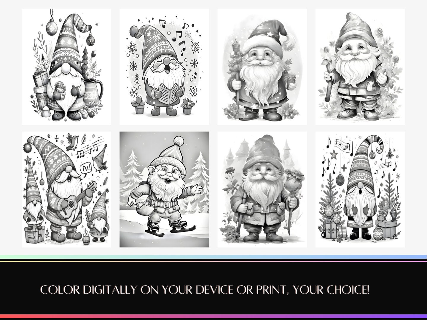 19 Christmas Gnomes Coloring Page Colouring Book Simple - Etsy