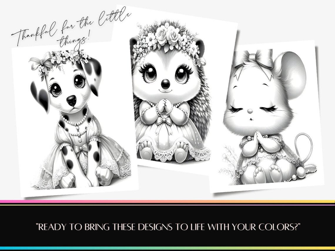 40 Cute Animals Coloring Book Coloring Pages Simple Cute Coloring ...