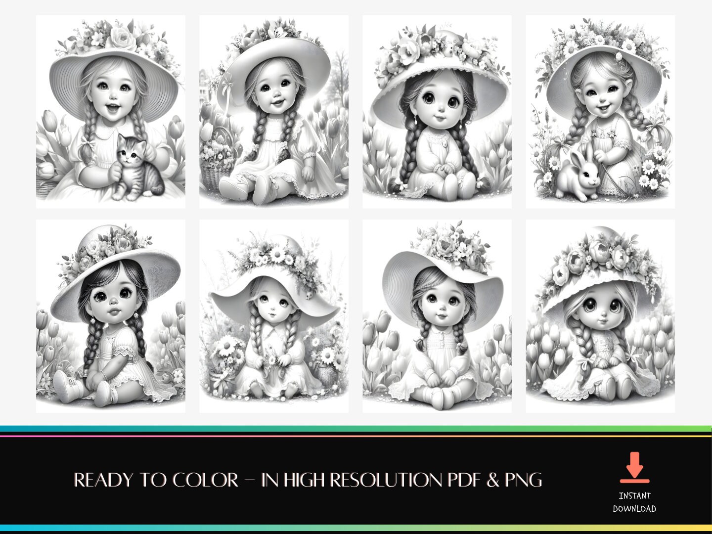 20 Cute Babies and Toddlers Spring Coloring Pages Printable Adult ...