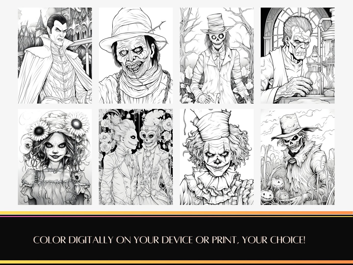 35 Halloween Coloring Page Set Coloring Book Adults Kids - Etsy