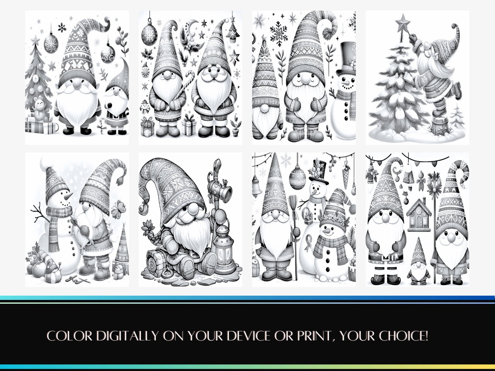 20 Christmas Gnomes Coloring Page Colouring Book Simple Cute Coloring ...