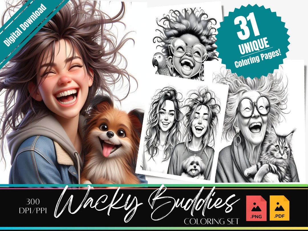 31 Wacky Animal Love Adult Coloring Book | Digital Download | PDF ...