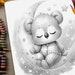 35 Cute Animals Coloring Book | Sleeping Over the Moon | Grayscale ...