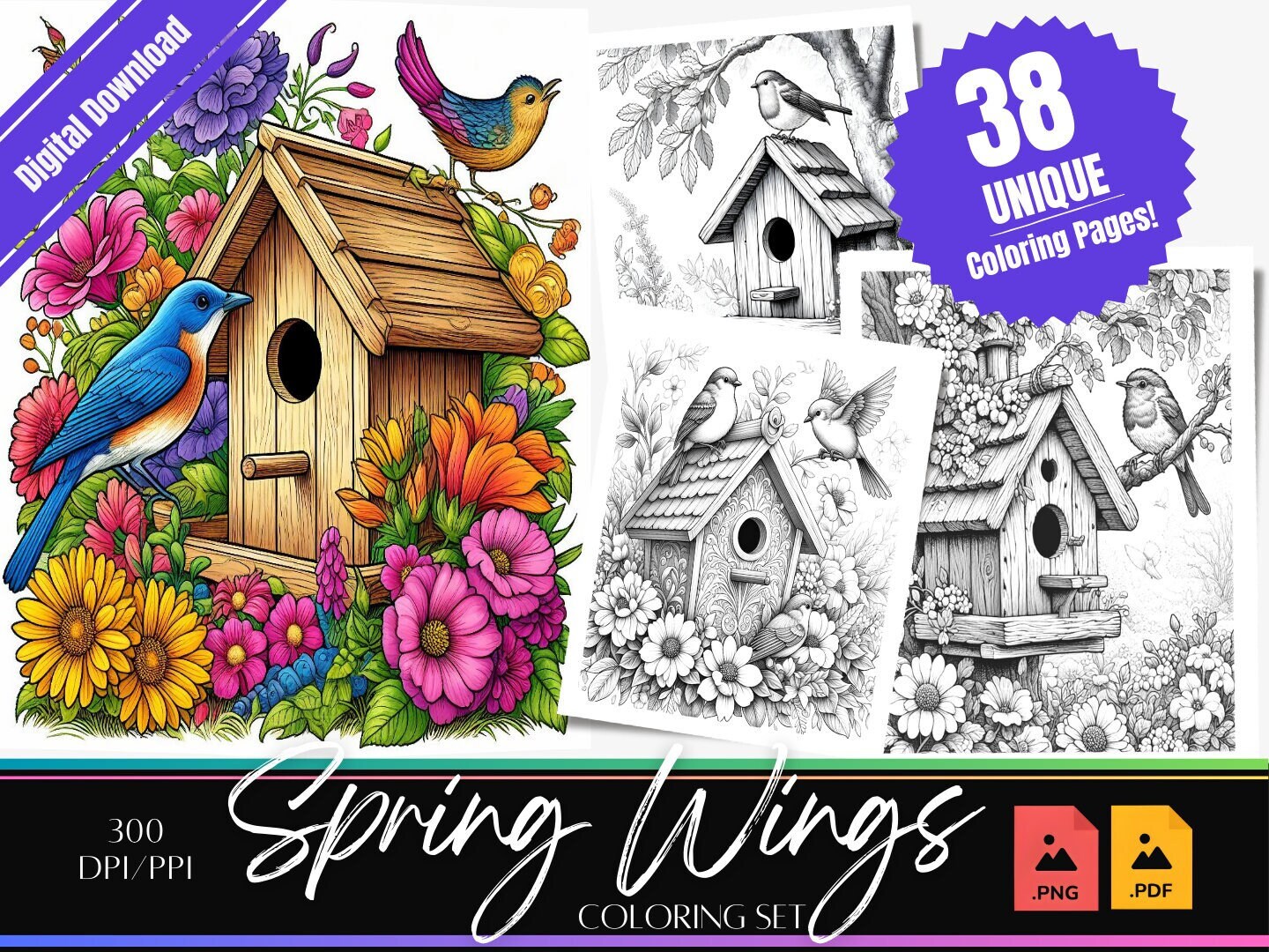 38 Spring Adult Coloring Pages Colouring Pages, Digital Downloads ...