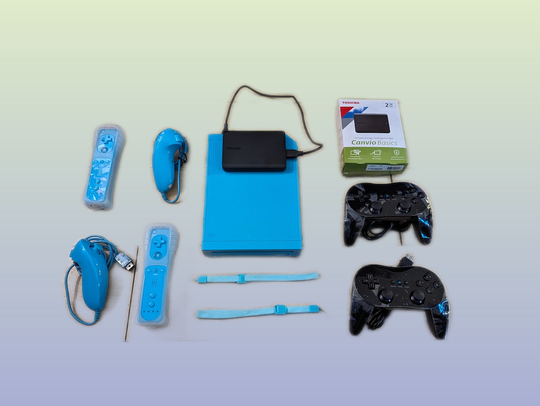 Bluey the Powder Blue Modded Wii Console 2TB W/960 Wii Games 10,000 ...