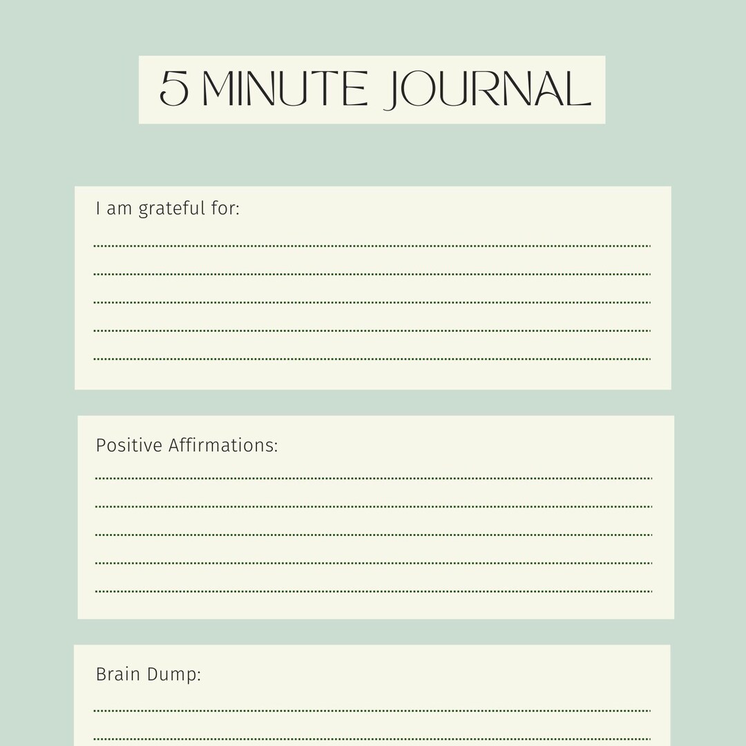 5 Minute Journal Outline, Goodnotes Template, Journaling, Printable and ...