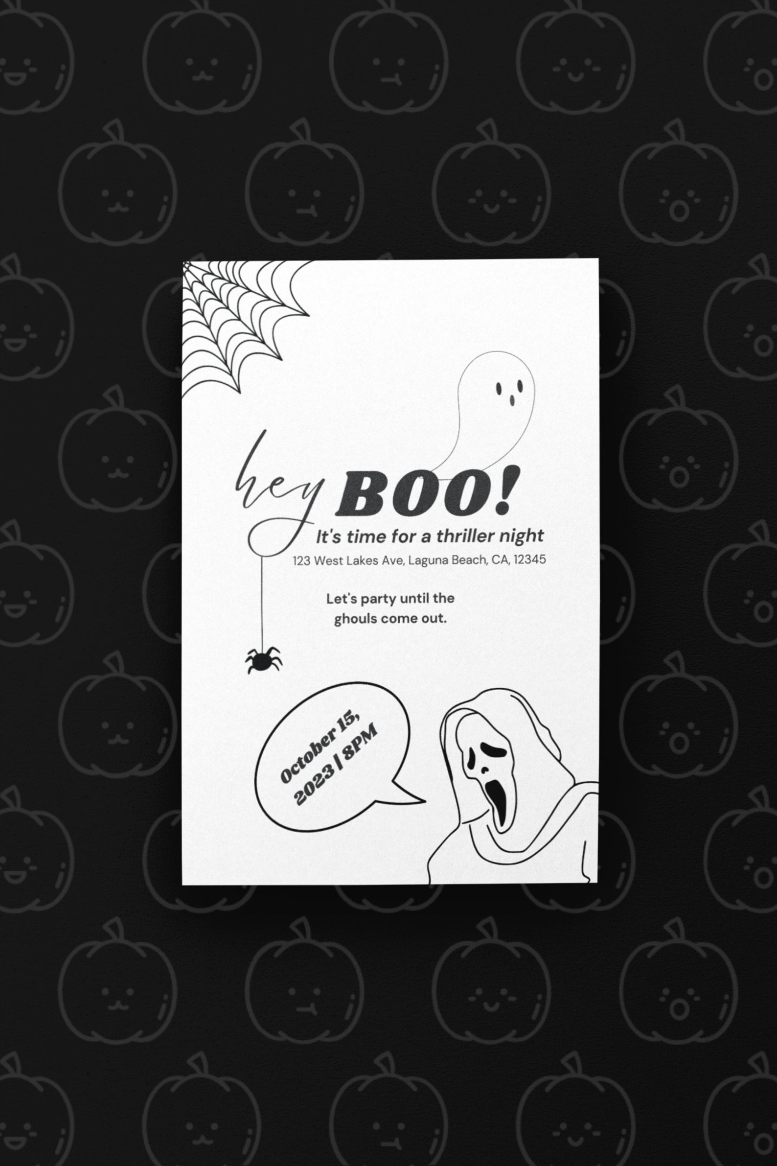 Editable Scream Ghostface 'hey Boo' Halloween Party, Costume Party ...