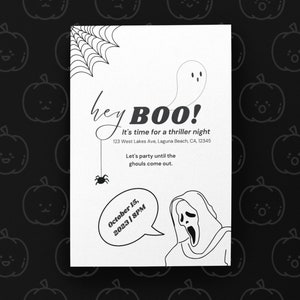 Editable Scream Ghostface 'hey Boo' Halloween Party, Costume Party ...