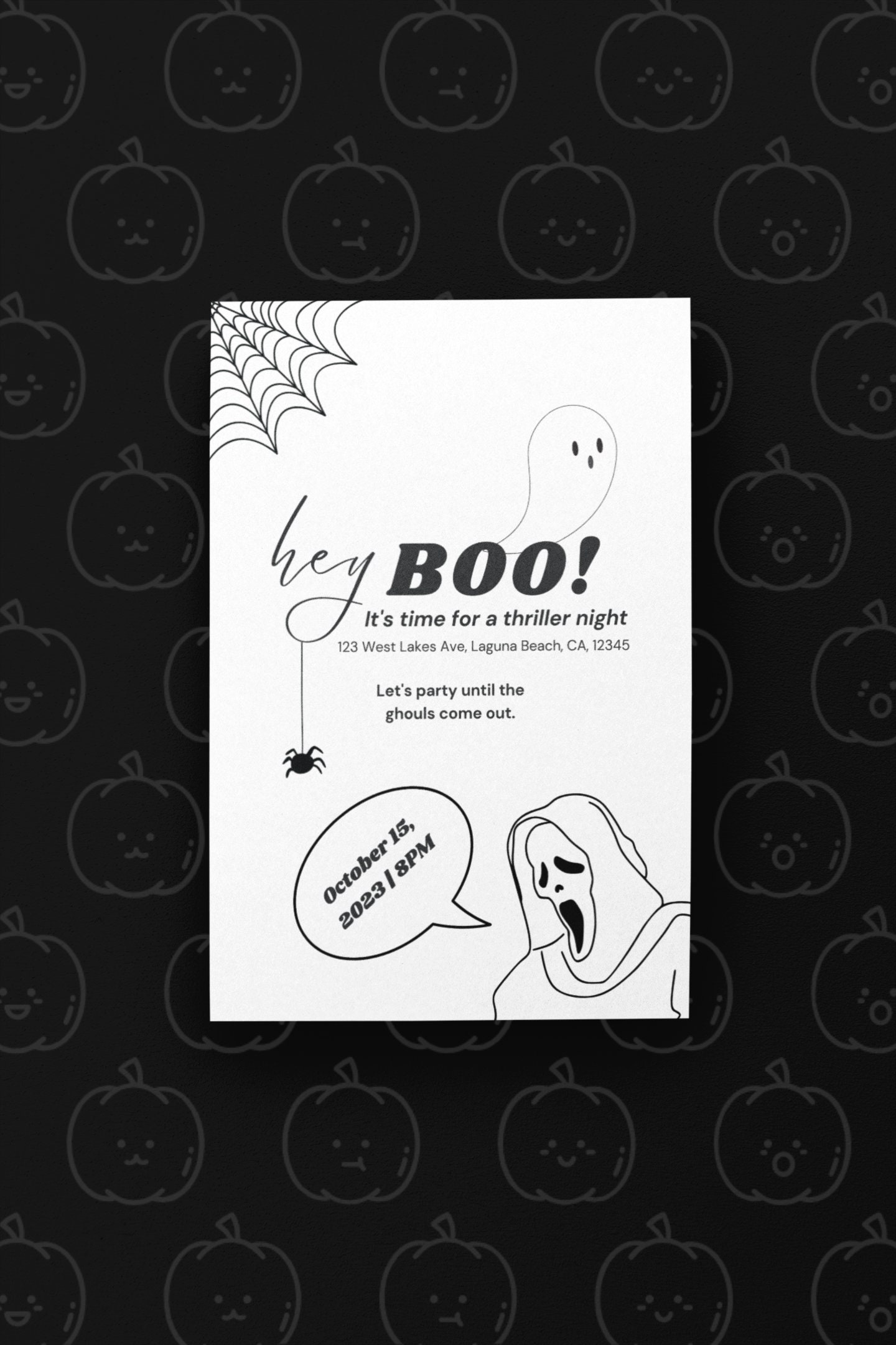 Editable Scream Ghostface 'hey Boo' Halloween Party, Costume Party ...
