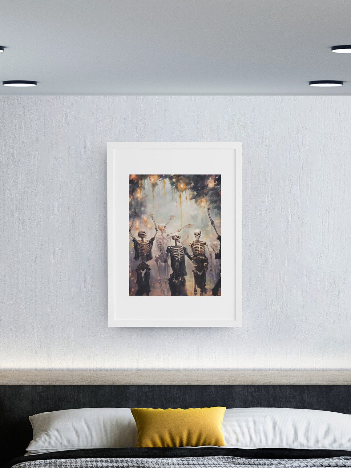 Printable Halloween Wall Art Watercolor Skeleton Dance Party - Etsy