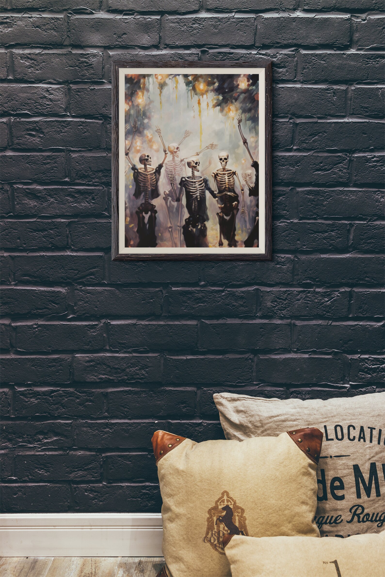 Printable Halloween Wall Art Watercolor Skeleton Dance Party - Etsy