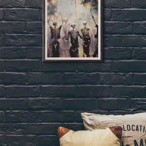 Printable Halloween Wall Art Watercolor Skeleton Dance Party - Etsy