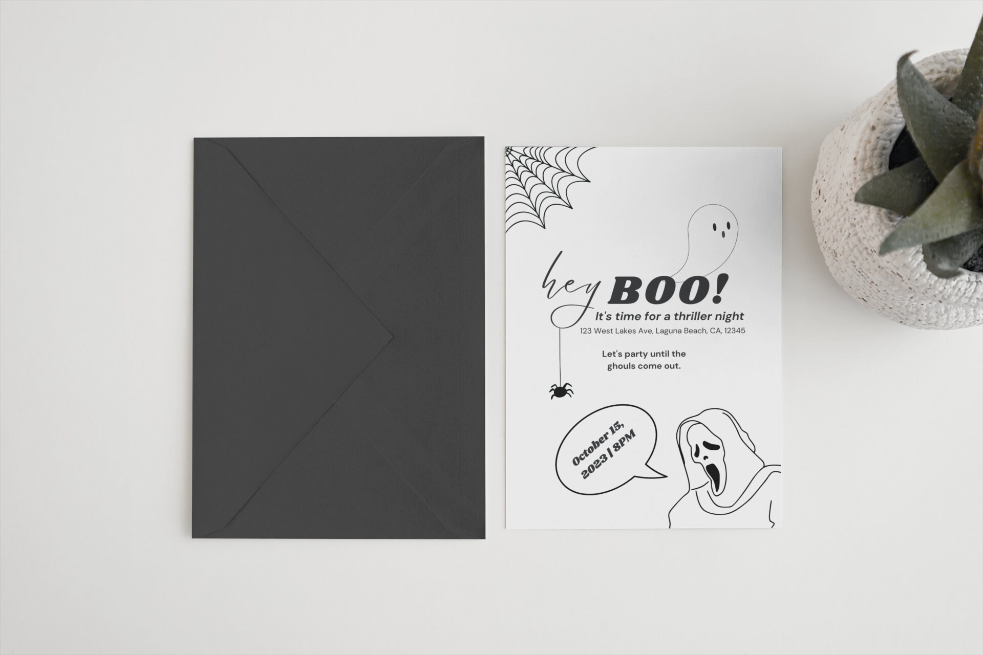 Editable Scream Ghostface 'hey Boo' Halloween Party, Costume Party ...