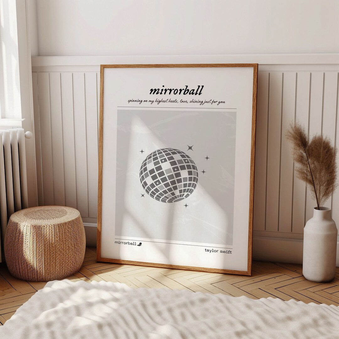 Minimalist Mirrorball Lyrics TS Folklore Eras Tour Digital Print ...