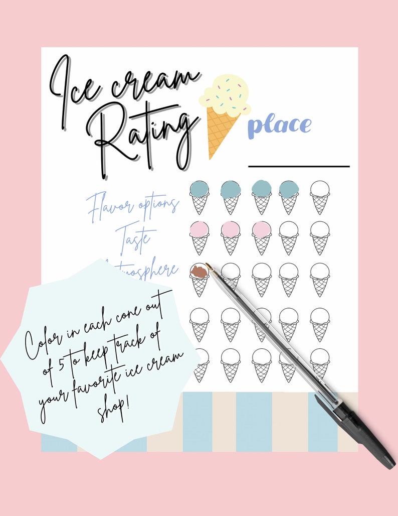 Ice Cream Rating Activity (instant Download) - Etsy