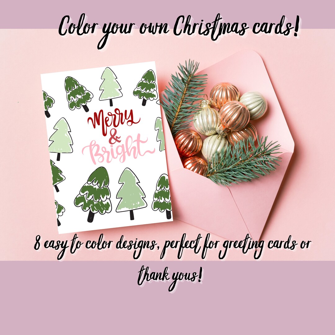 Print and Color Your Own Christmas Cards (easy) - Etsy