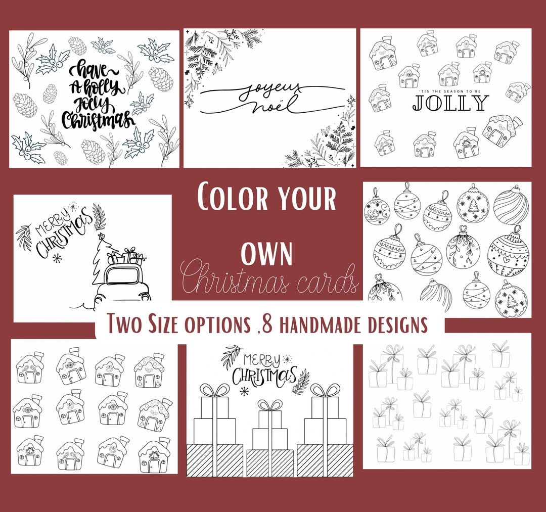 Color Your Own Christmas Cards (instant Download/ Printable) ,medium ...