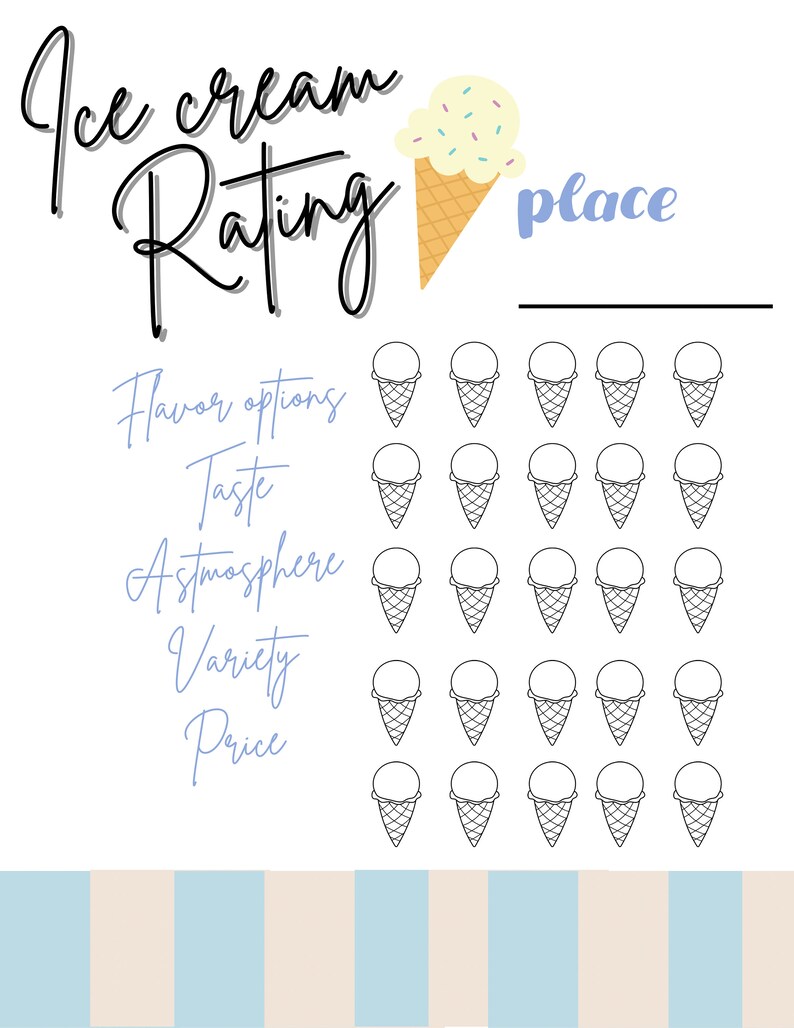 Ice Cream Rating Activity (instant Download) - Etsy