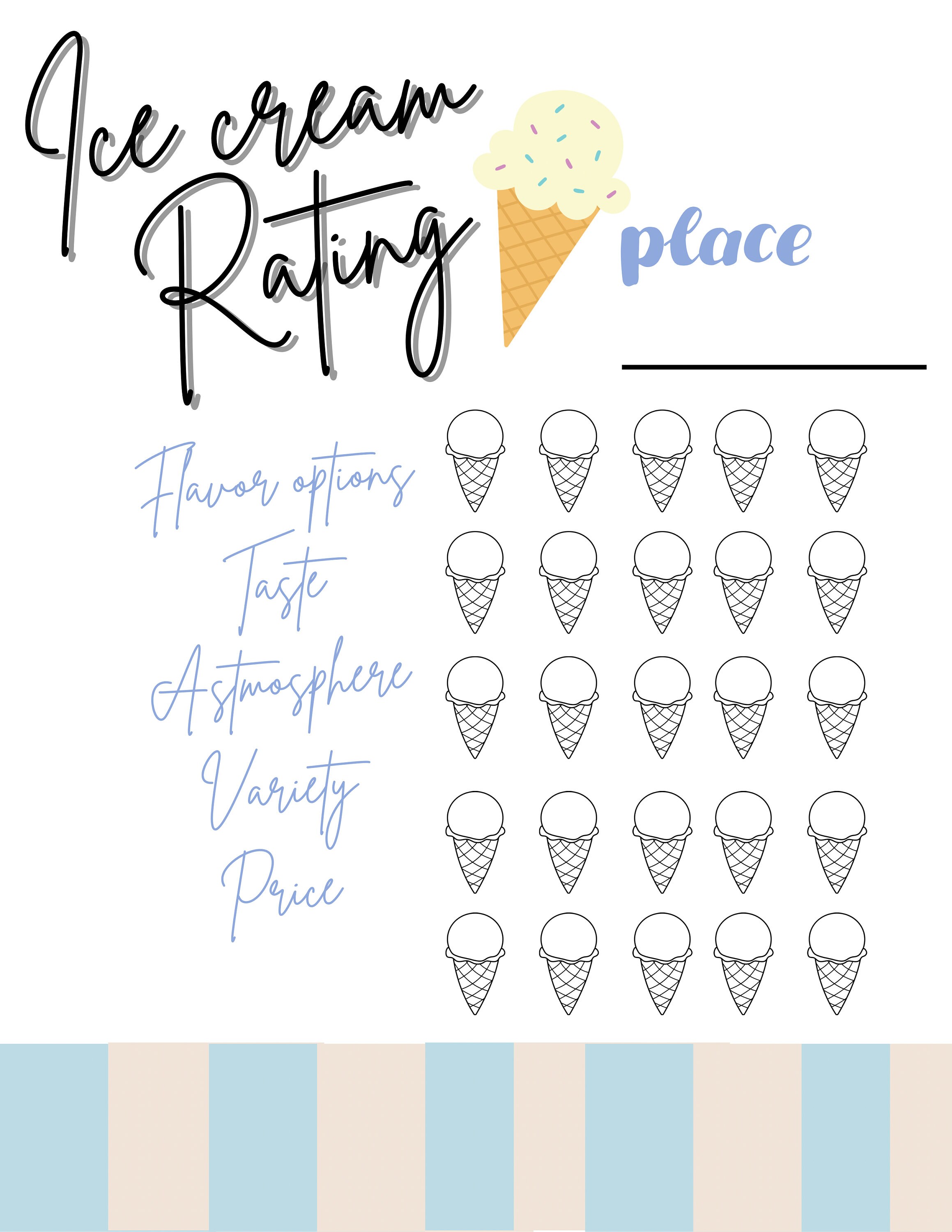 Ice Cream Rating Activity (instant Download) - Etsy