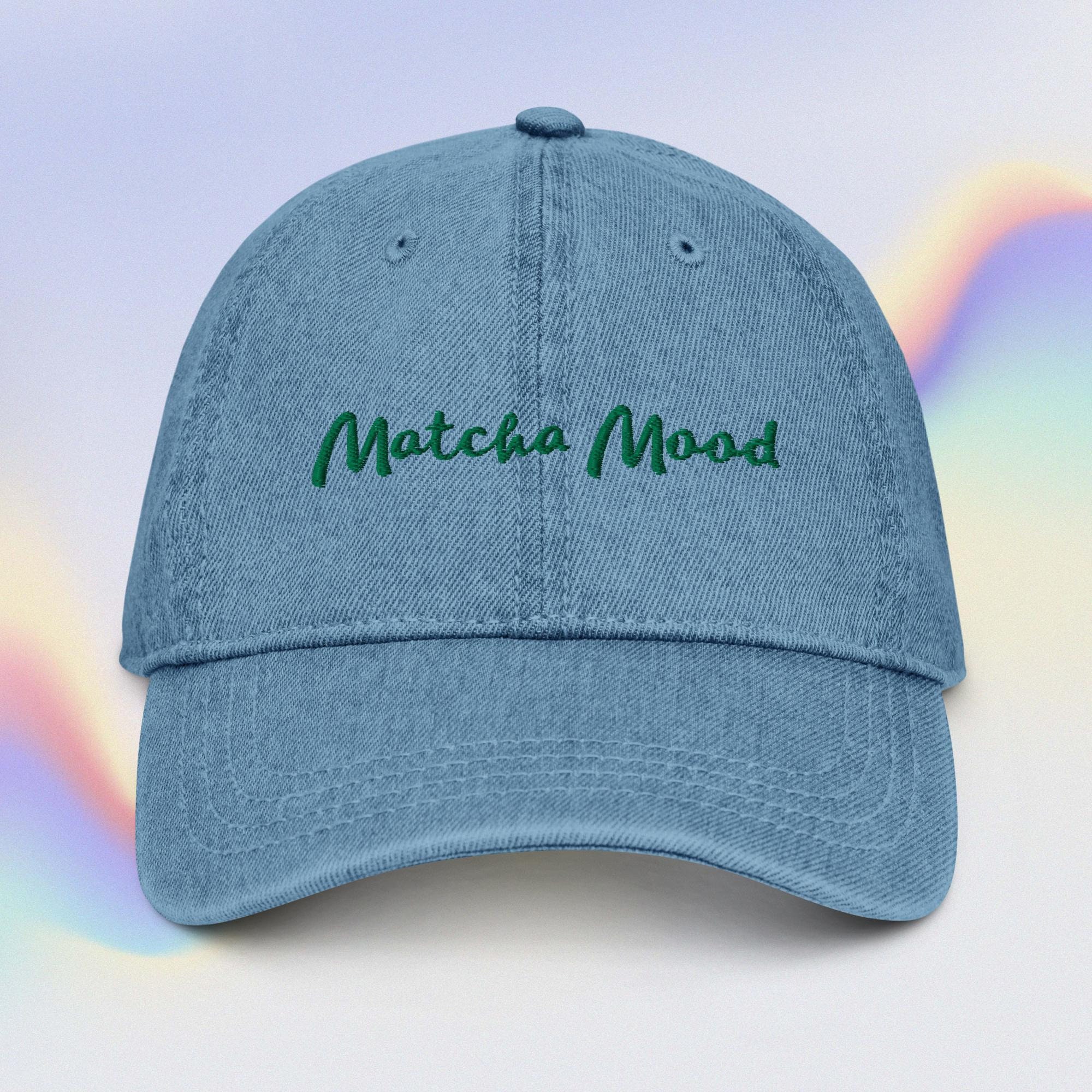 Denim Hat Matcha Mood Mom Hat Ponytail Cap Embroidery Denim Cap Matcha ...