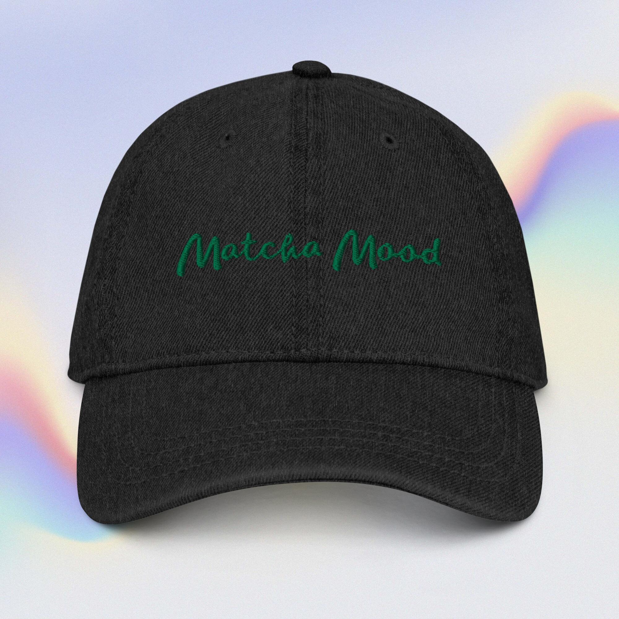 Denim Hat Matcha Mood Mom Hat Ponytail Cap Embroidery Denim Cap Matcha ...