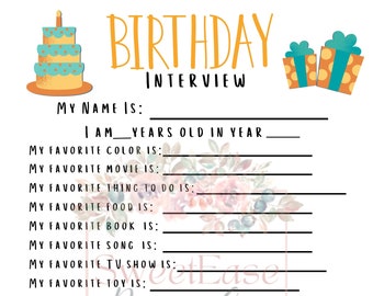 Printable Birthday Interview Worksheet - Etsy