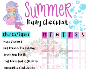 Summer Daily Checklist Printable - Etsy