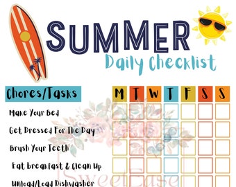 Summer Daily Checklist Printable - Etsy