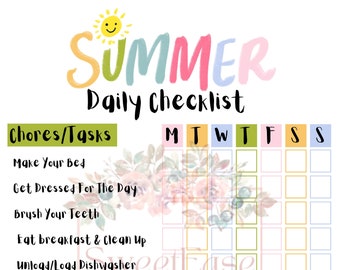 Summer Daily Checklist Printable - Etsy