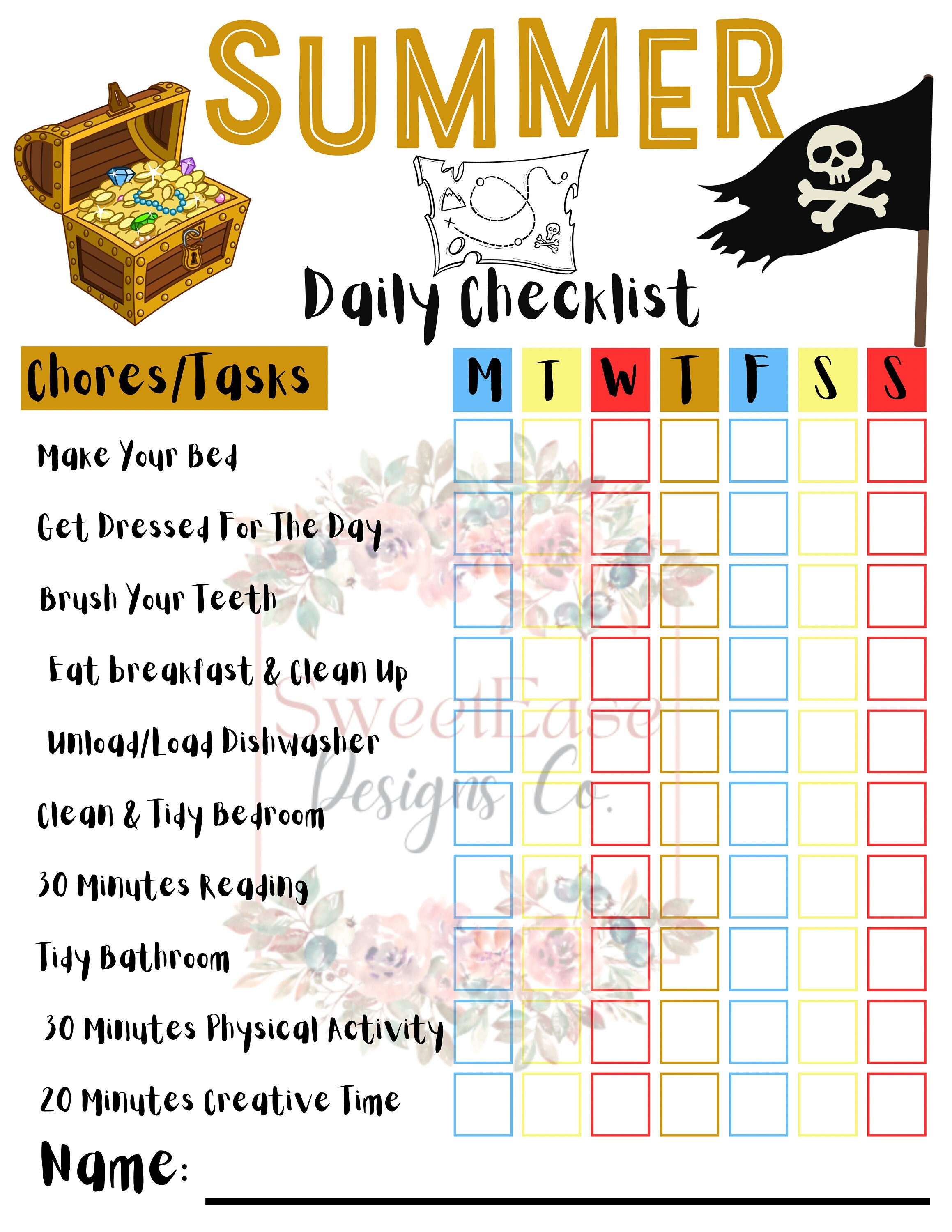 Summer Daily Checklist Printable - Etsy