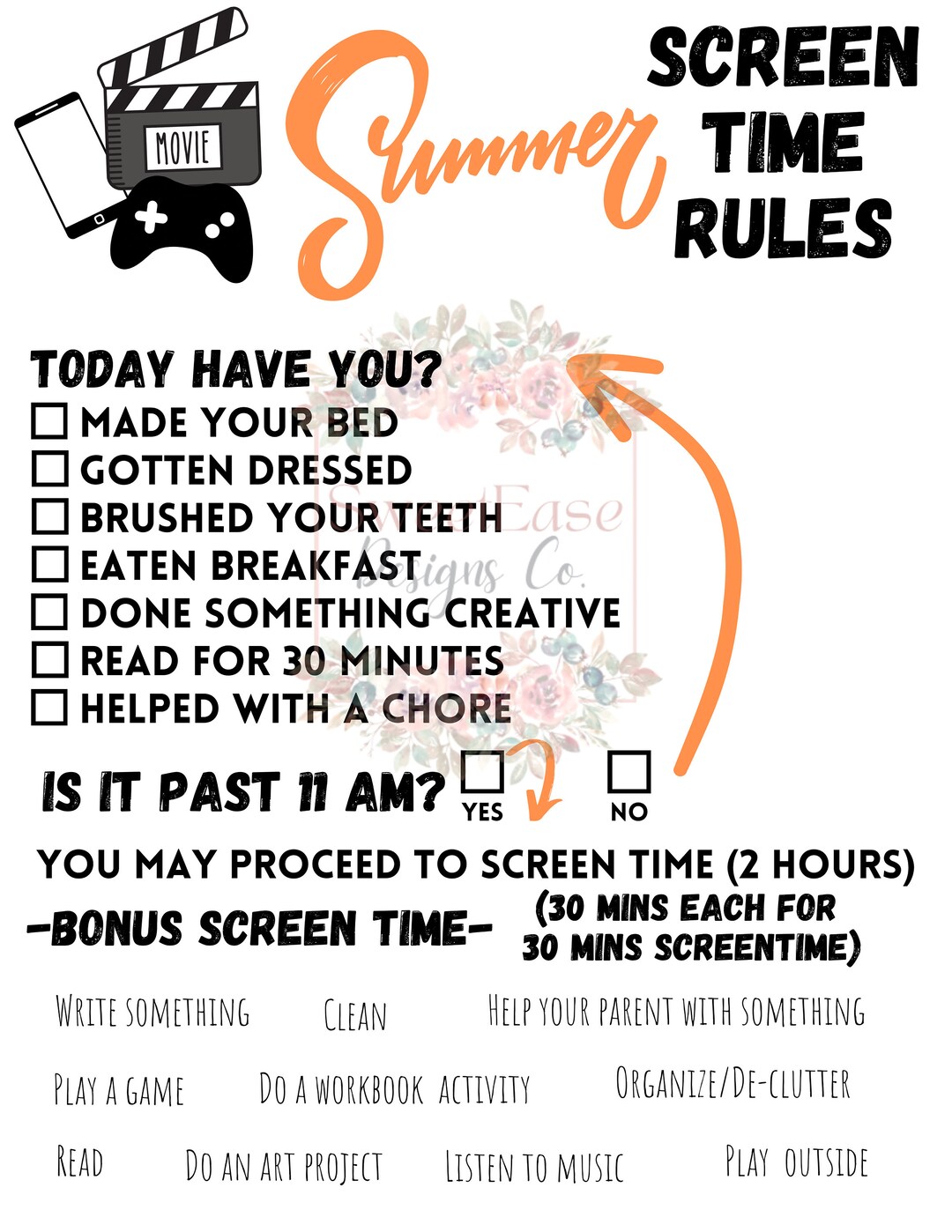 Summer Screen Time Rules Printable - Etsy