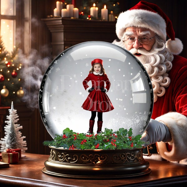 Santa Snow Globe Christmas Digital Backdrop - Etsy