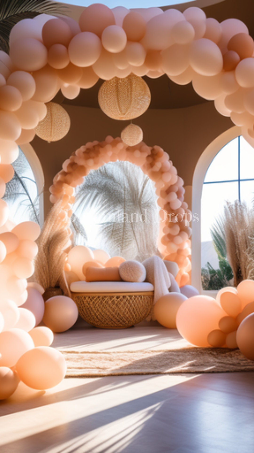 Balloon Digital Backdrop Party Balloon Background Boho Balloon ...
