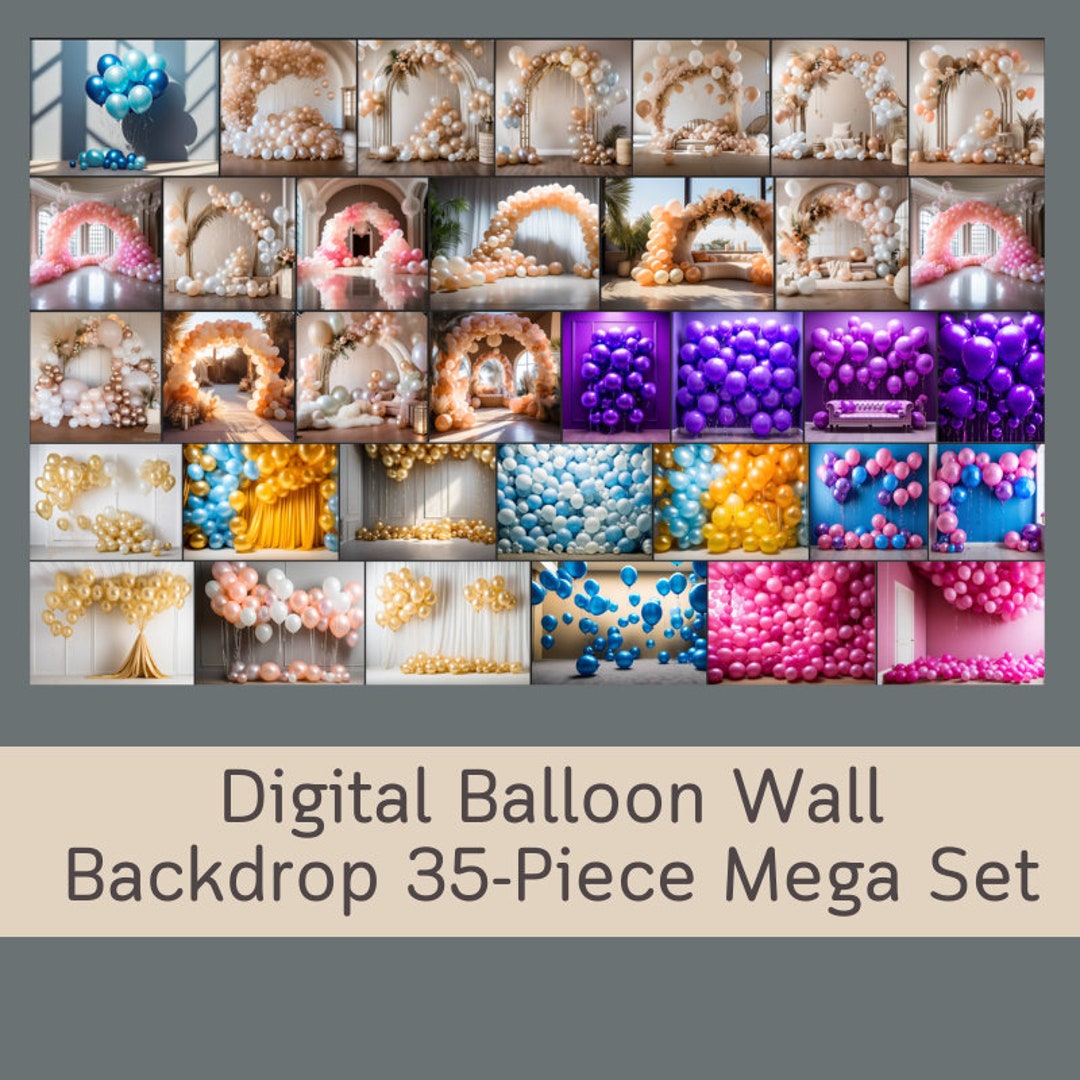 Balloon Digital Backdrop Party Balloon Background Boho Balloon ...