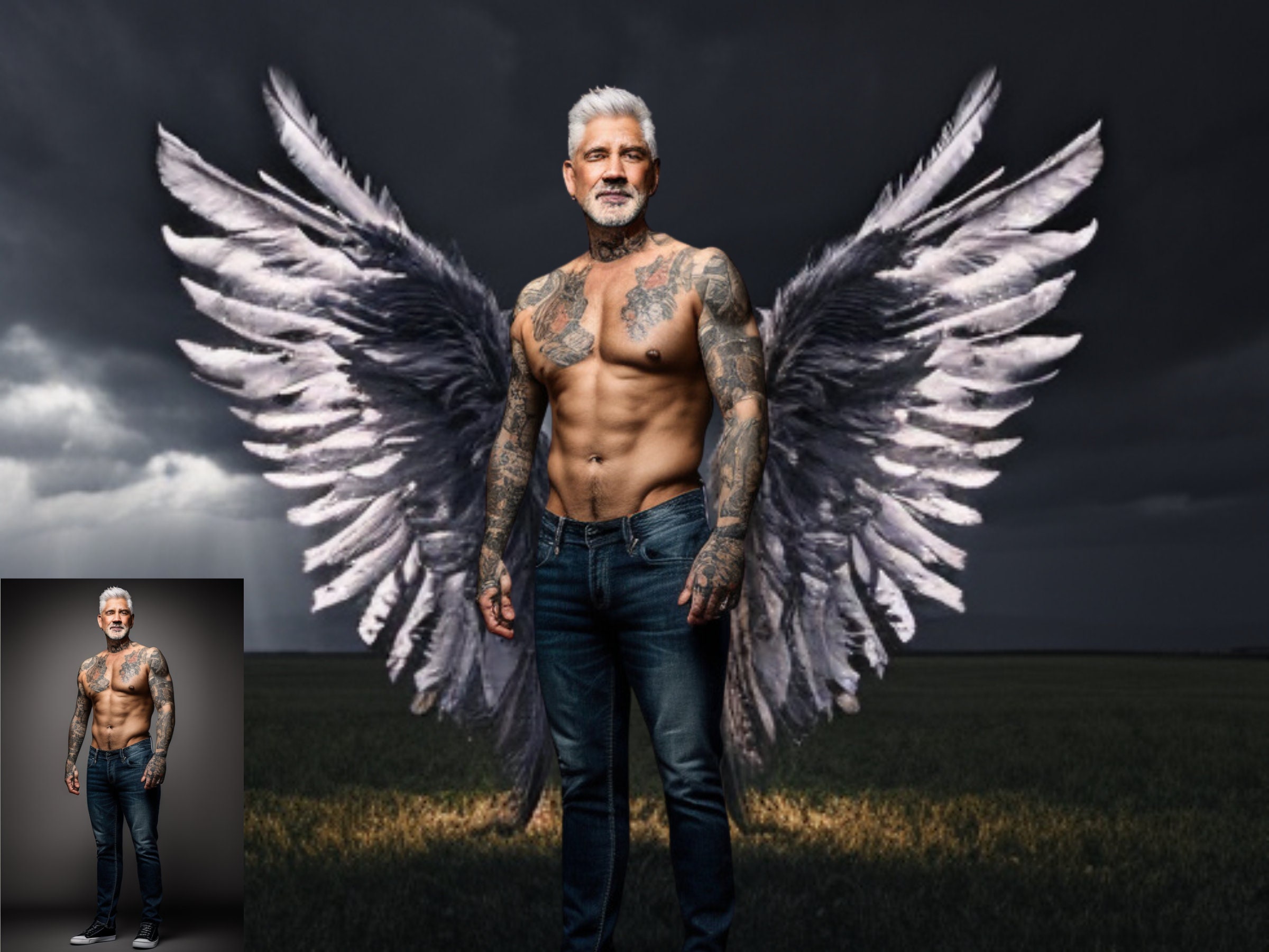 Dark Angel Wings Backdrop Masculine Background Urban Digital Backdrop ...