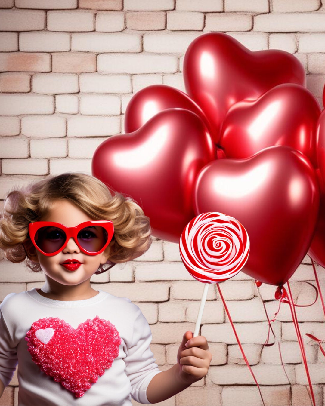 Balloon Valentine Digital Backdrop Bundle Red Heart Background ...