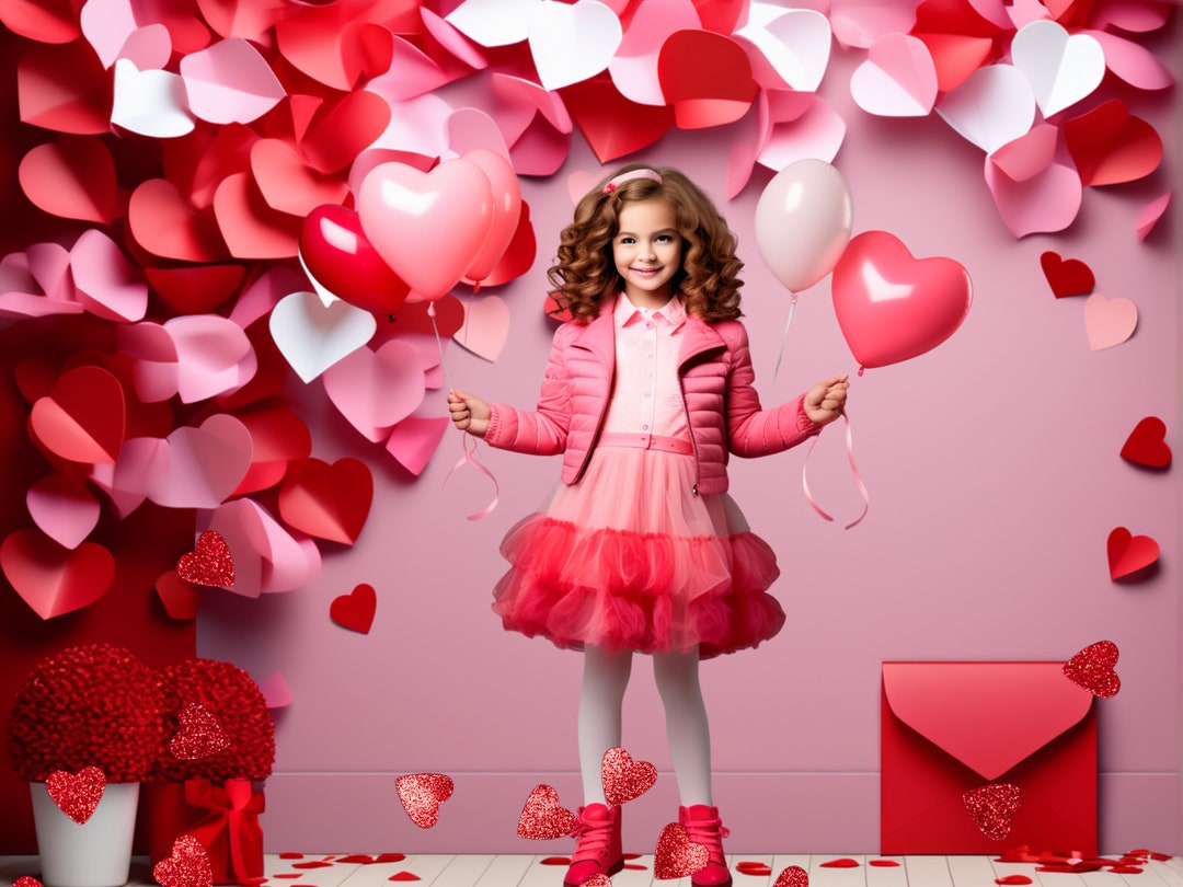 Paper Valentine Digital Backdrop Collection Red Heart Background ...