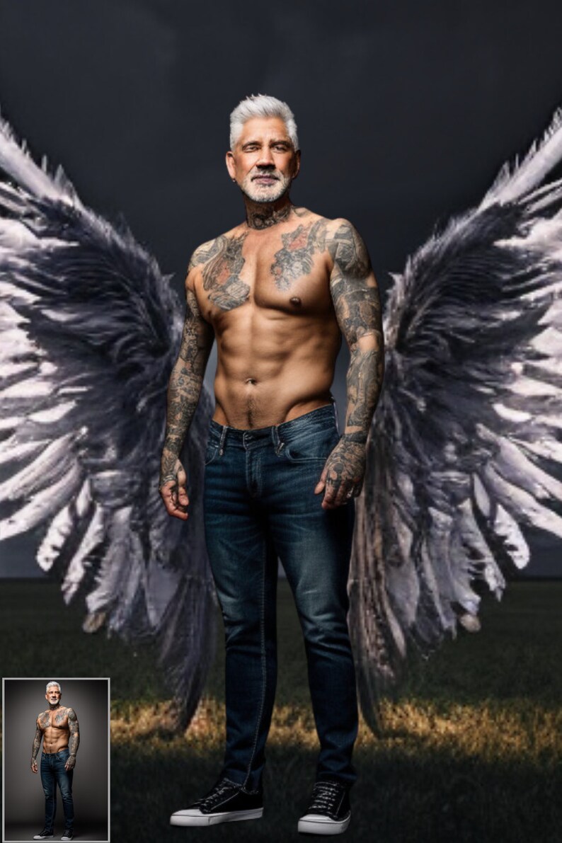 Dark Angel Wings Backdrop Masculine Background Urban Digital Backdrop ...