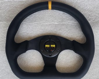 MOMO Y Suede Leather D-shape Street Sport Steering Wheel 320mm 12.5in ...