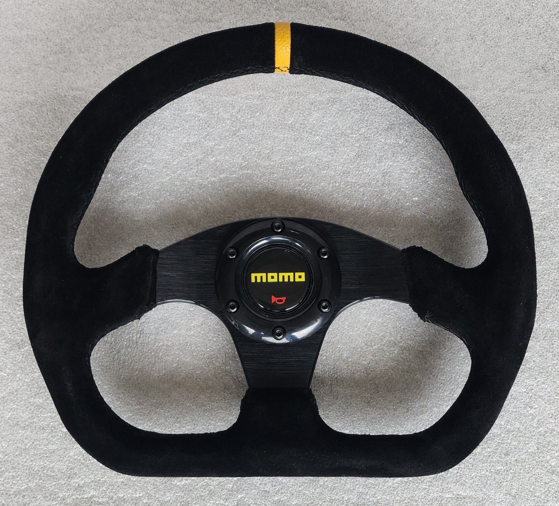MOMO Y Suede Leather D-shape Street Sport Steering Wheel 320mm 12.5in ...