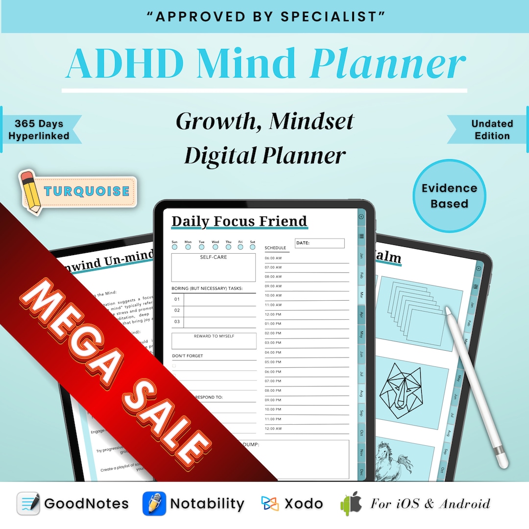 ADHD Digital Planner, Organize, Focus, and Thrive Daily, Weekly ...