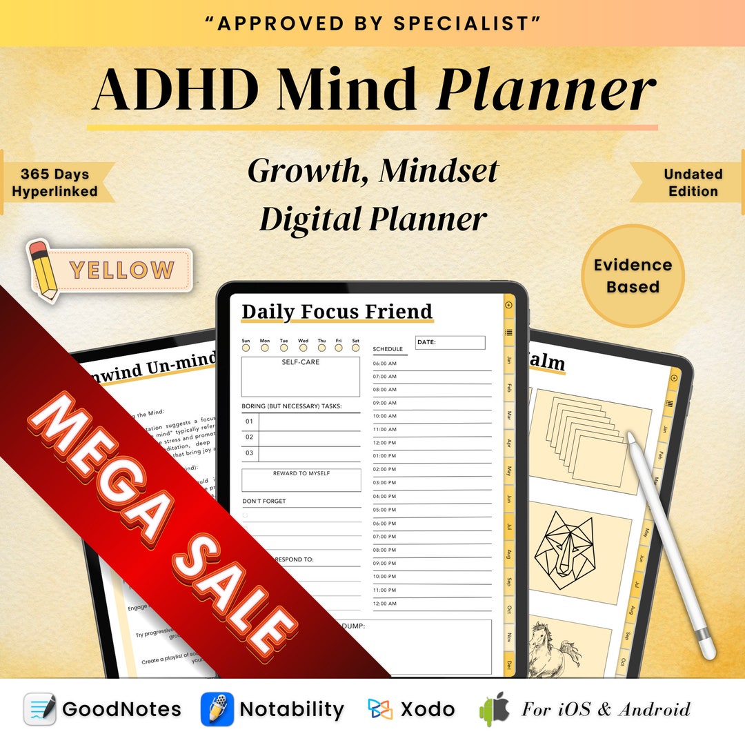 ADHD Digital Planner Organize, Adhd Planner All in One Goodnotes Ipad ...
