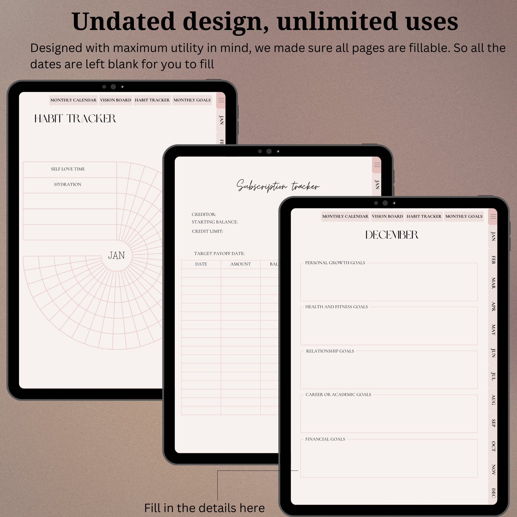 2023 2024 Lucky Girl Planner | Beige Boho Digital Planner | Undated Monthly Goodnote Planner ...