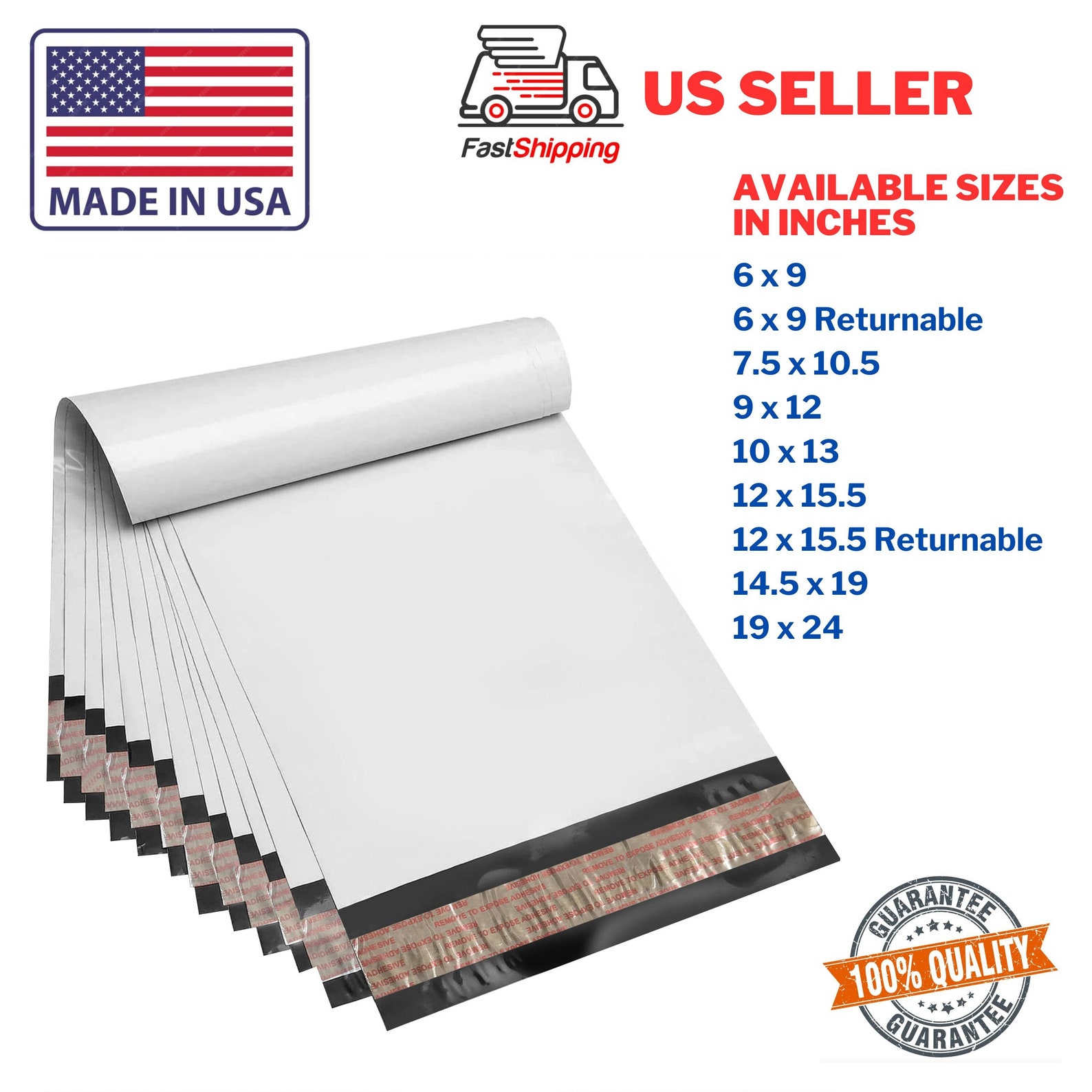 Poly Mailers White USA Made SUPER STRONG - in Many Sizes - Etsy