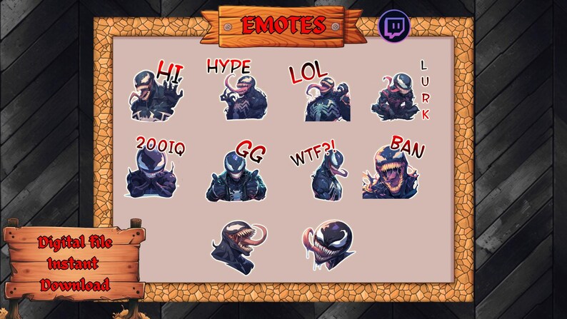 Venom Twitch Emotes: 10 Static Emotes Pack - Etsy