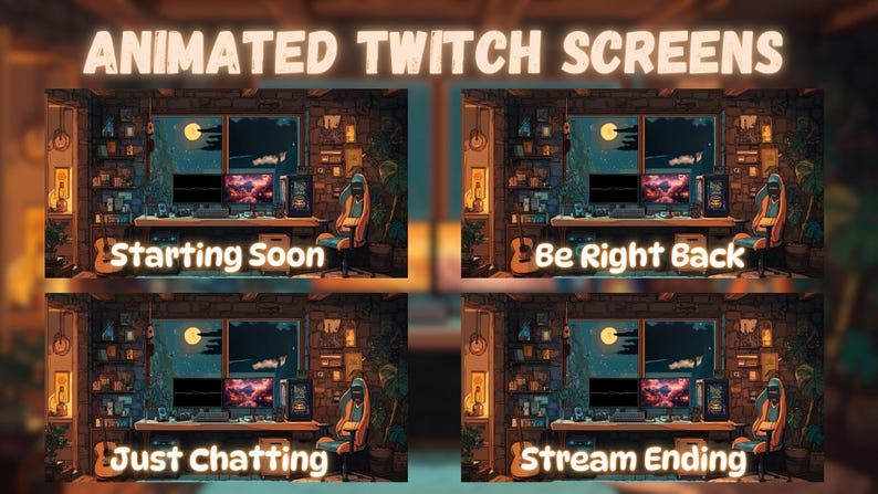 Animated Lofi Stream Screens – Golden Gaming Room | Starting Soon, BRB ...